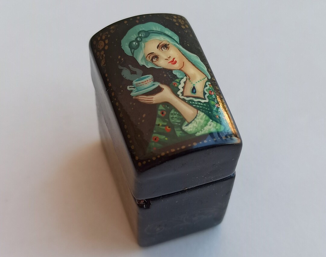 1950s Art Palex, Hand Painted Trinket Jewery Box, Mini Box, Beauty Girl ...