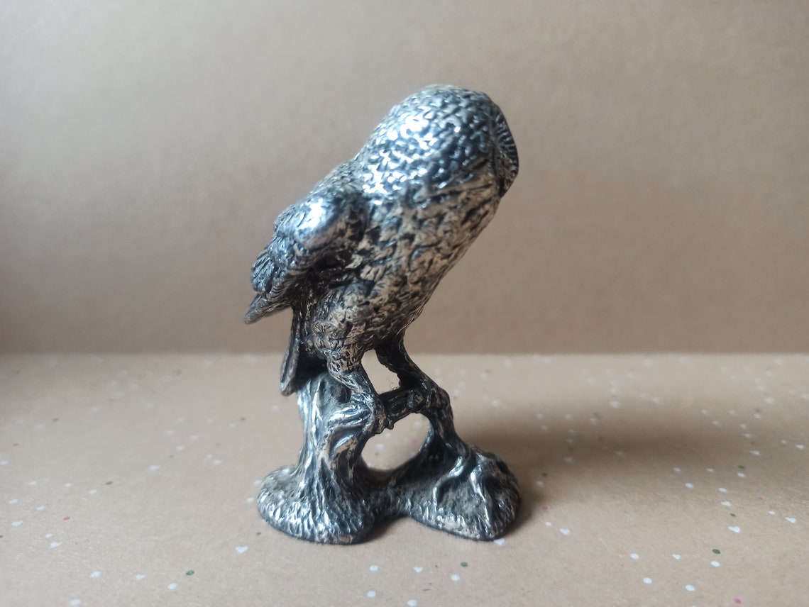 Antique Owl Statue Silvering Owl Figurine Vintage Metal Owl - Etsy