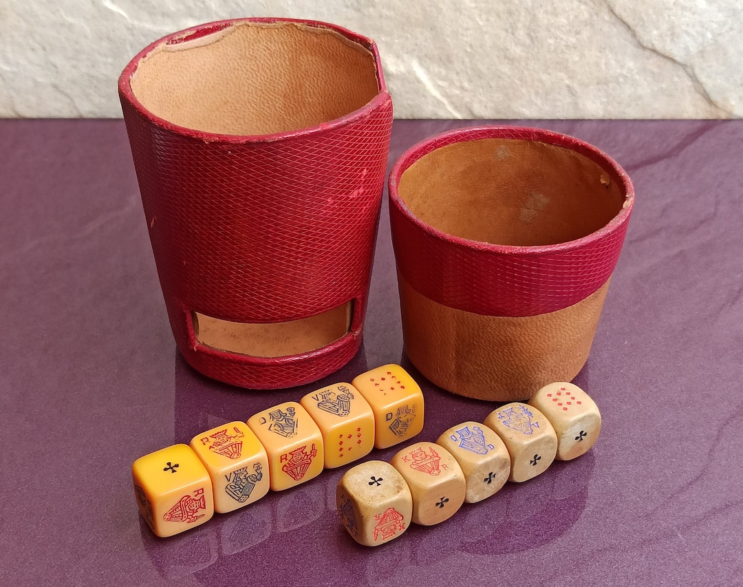 1950 Bekelite and Wooden American Poker Dice in Original Box, Vintage ...
