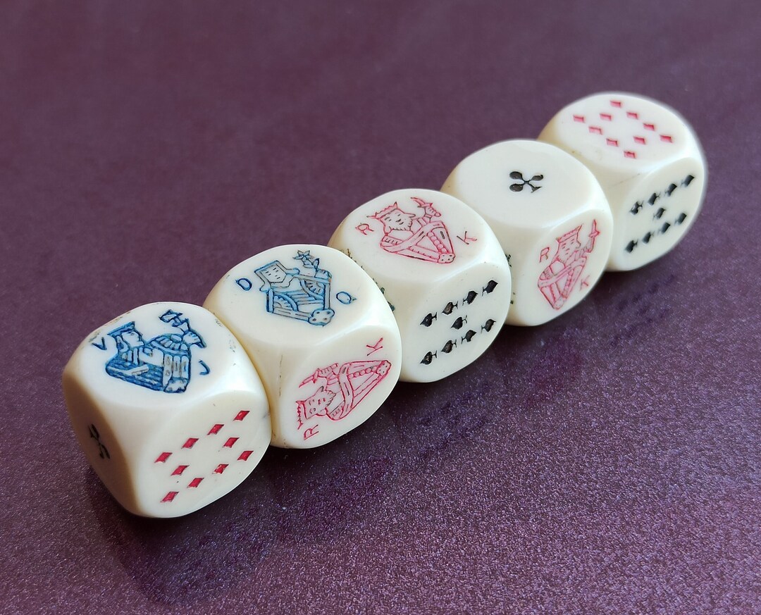 1950 Poker Americano Dice Roll, Vintage Complete Set of Martell ...