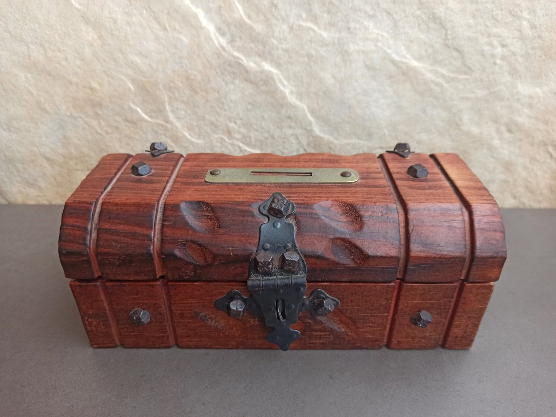 Treasure Chest Antique Wooden Chest Vintage Chest Slot for - Etsy