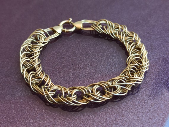1980 Byzantine Turkey OT 925 Braided Vermeil Bracelet… - Gem