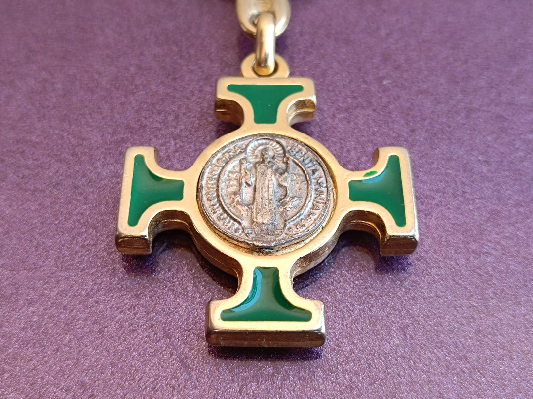 St. Benedict Enamel Keychain, Saint Benedict Medal, Religious Cross ...