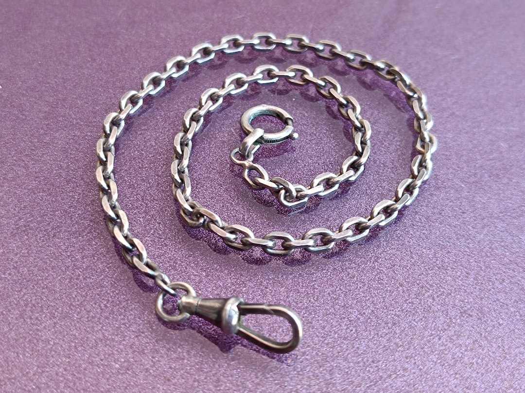 1920 SILVER Pocket Watch Chain, Antique Pocket Watch Chain, Silver ...