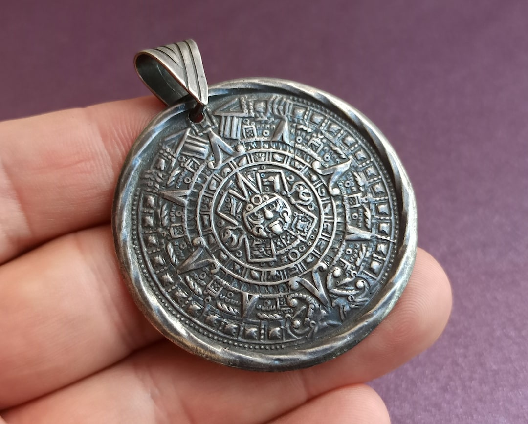 1980 Mexican Mayan Pendant, Mayan Silver Pendant, Mexican Mayan ...