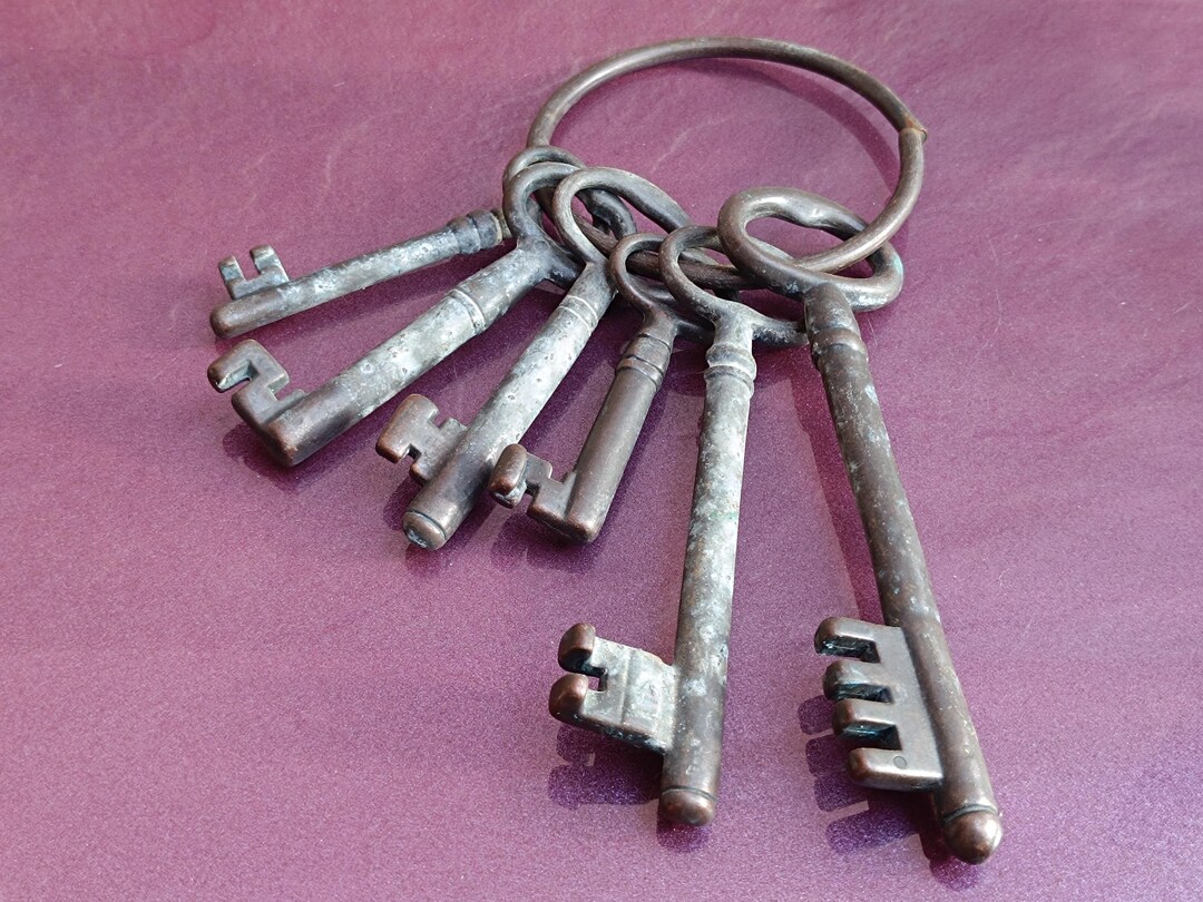 Antique 19th Keys Set of 6, Large Door Key, Original Padlock Keys ...