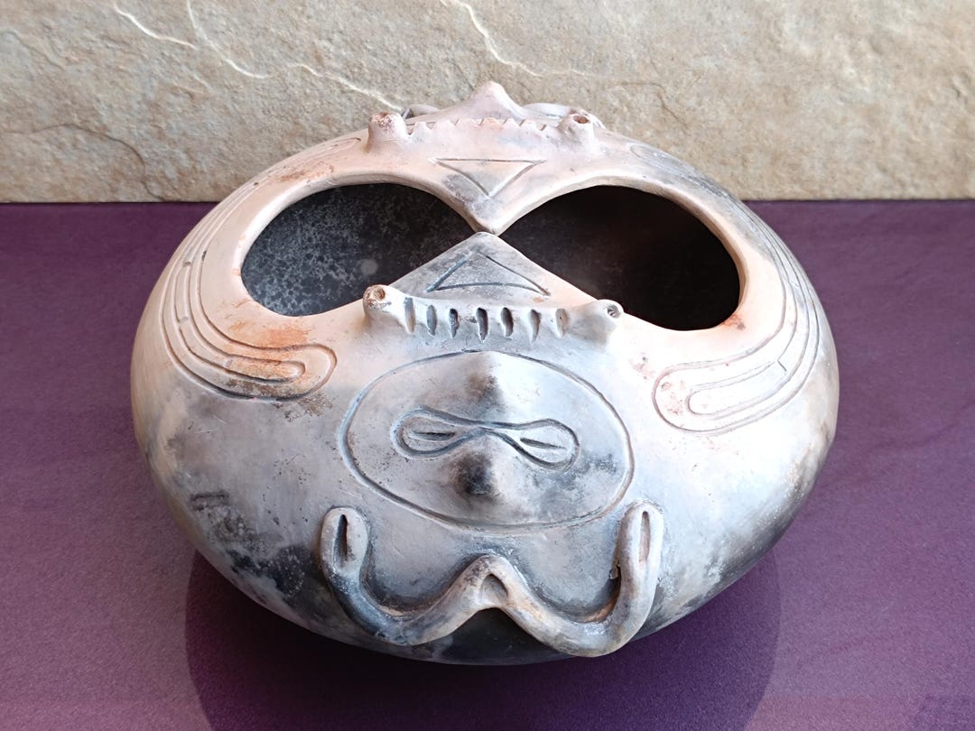 Taino Duho Ceramic Vase With Two Faces, Taino Art Figurine, Replica ...