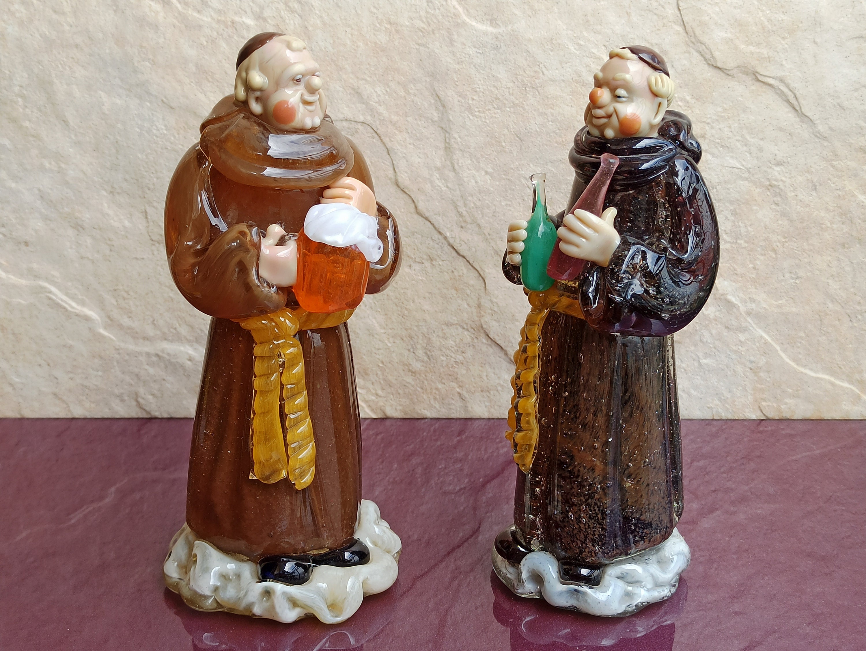 PAIR MURANO Glass Priests Figurines Crystal MONKS From - Etsy