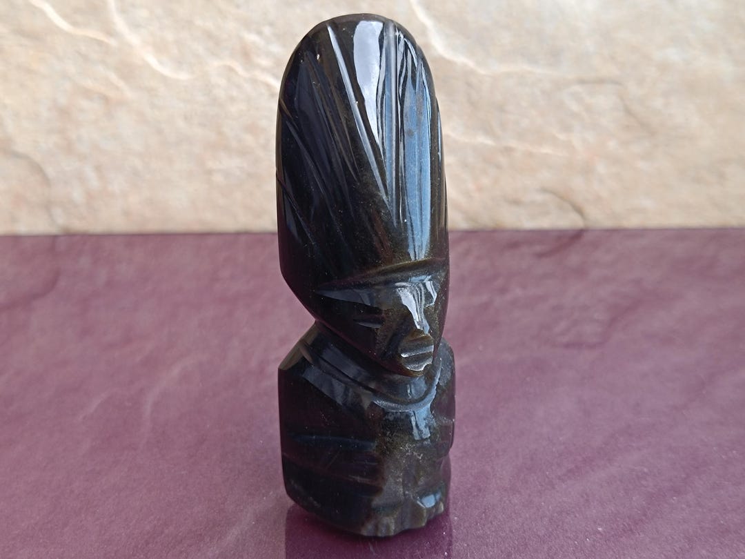 Obsidian Aztec God of Health and Medicine, Black Obsidian Figure ...