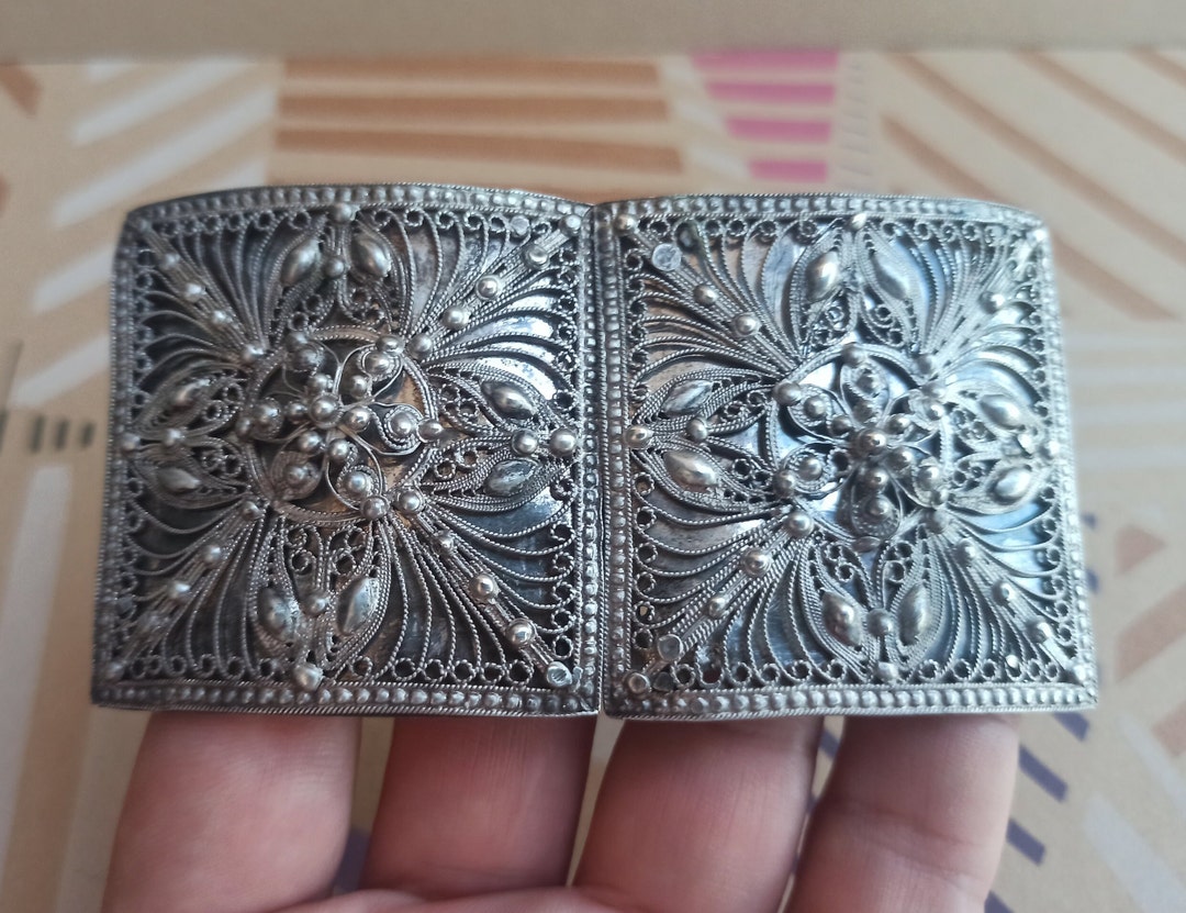 RARE Filigree Handmade Silver Belt Buckle, Antique Silver Belt Buckle ...