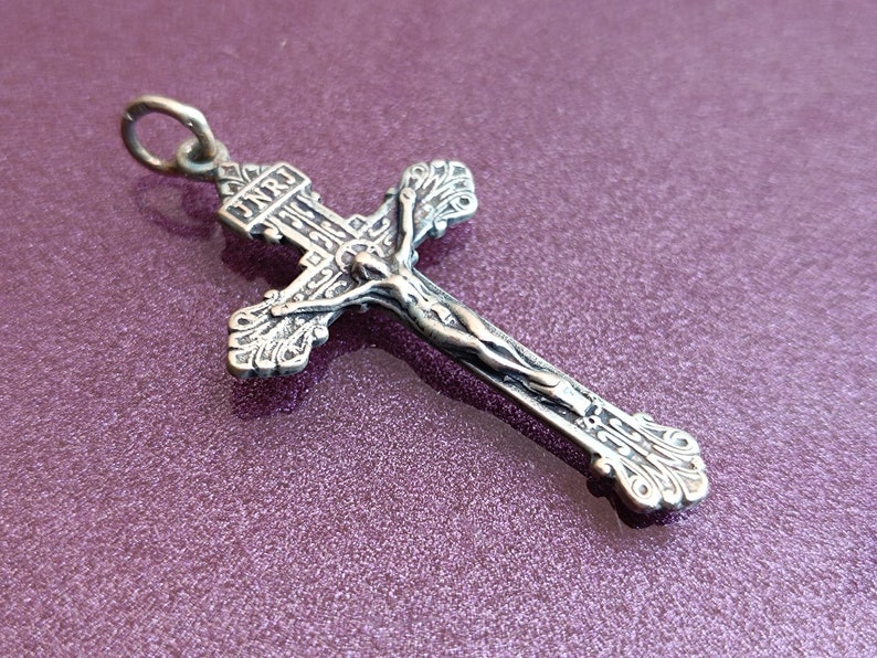 1970 Religious Silver Cross Pendant, Jesus Cross, Religious Cross, Old ...
