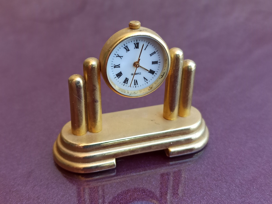 Vintage Quartz Bronze Watch, Small Table Clock, Bronze Japan Watch ...