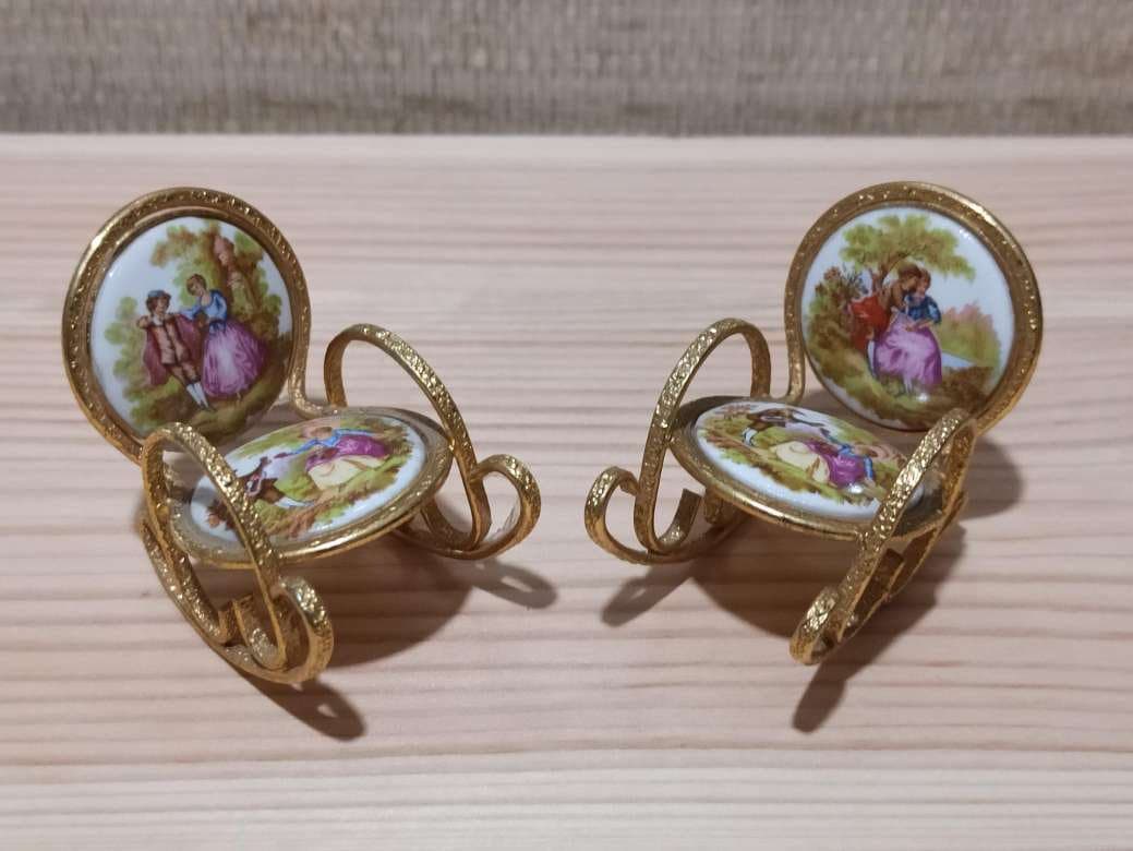 EME Spain Fragonard Table & Chairs Miniature, Spanish Limoges Porcelain ...