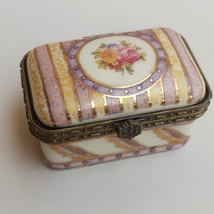 Fine Porcelain Flowers Box, Vintage Box, Jewelery Box, Spain Retro Box ...