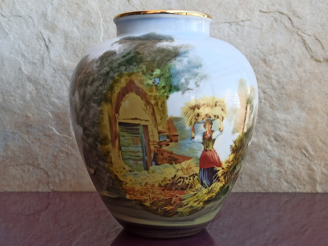 1950 Janbo Spanish Vase, Old Porcelain Vase, Vintage Hand Painted ...