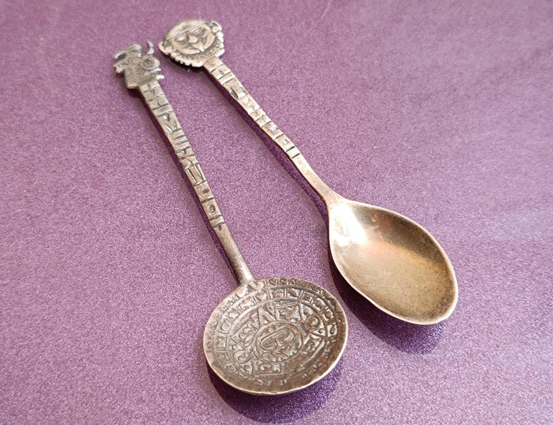1960s Silver 925 Mexico Spoons Set of 2, Silver Mexican Souvenir ...