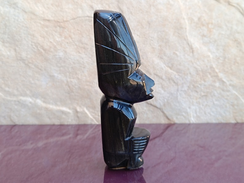1970 Aztec God of Health and Medicine, Black Obsidian Figure ...