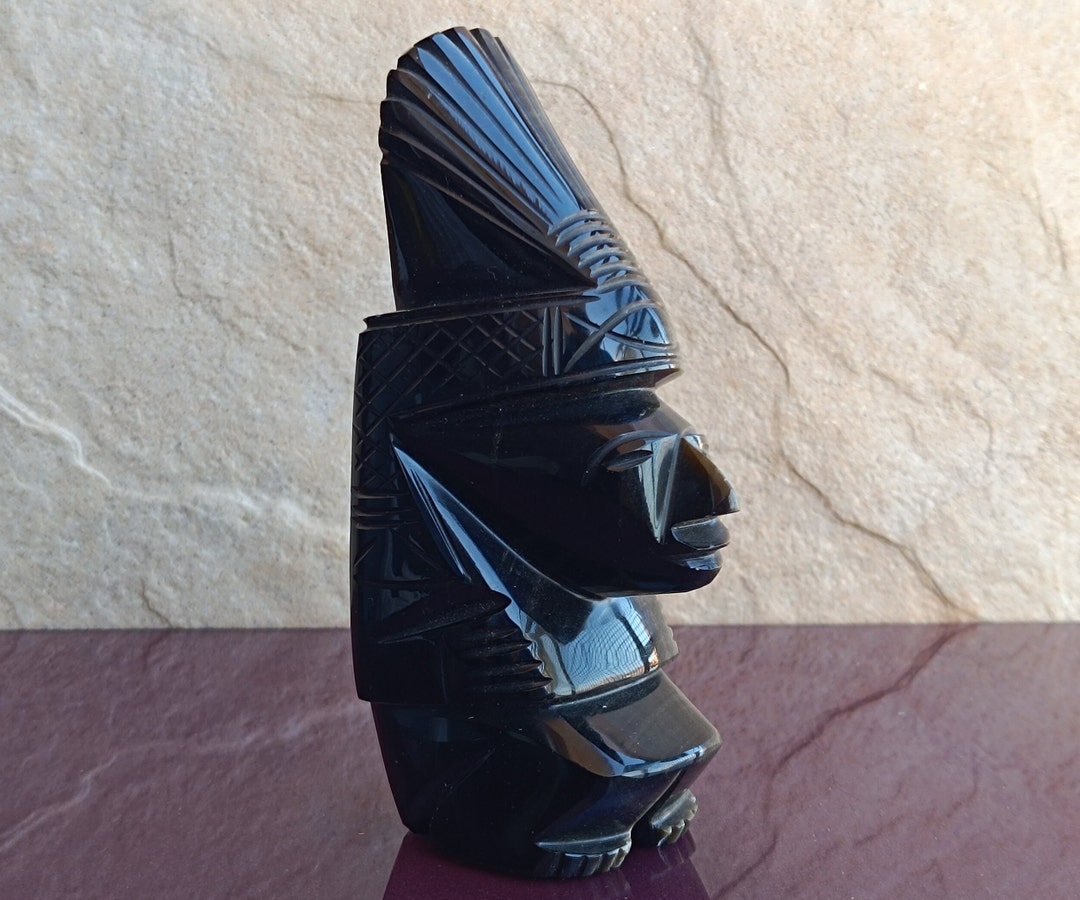 1970 Aztec God of Health and Medicine, Black Obsidian Figure ...
