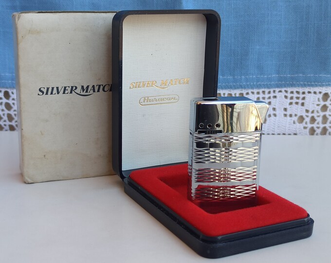 Vintage SILVER MATCH Lighter, Antique 1970 Pocket Lighter, Collectable ...