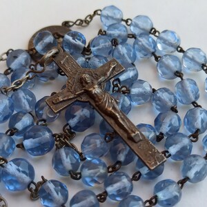 1920 Silver Rosary, French Murano Glass and Silver Cross, Jesus Christ ...