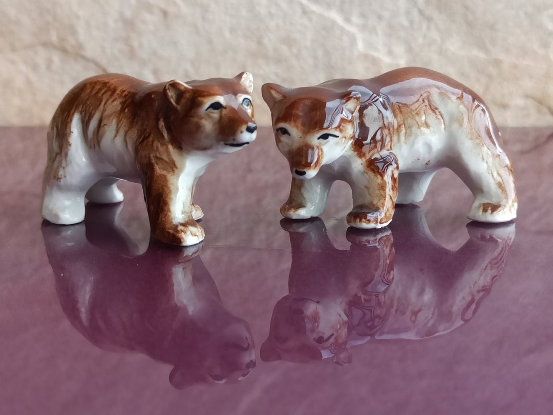 1980 Pair Bears Porcelain, Porcelain Bear Figurine, Ceramic Bear, Collectible 80s, Vintage Bear ...