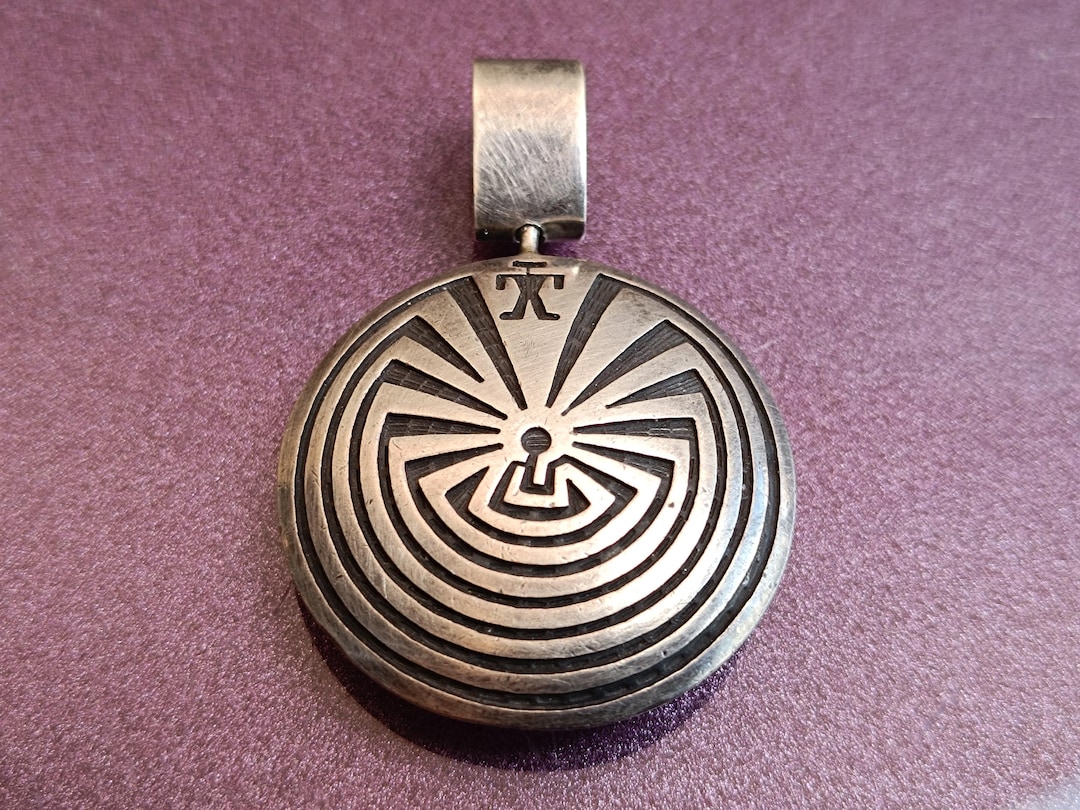 HOPI Sterling Silver Man in Maze Hand Made Pendant, Handmade HOPI ...