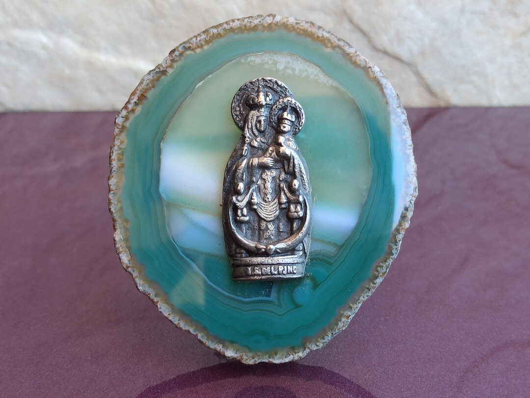 Nuestra Señora Del Pino, Our Lady of the Pine, Slice Agate, Religious ...