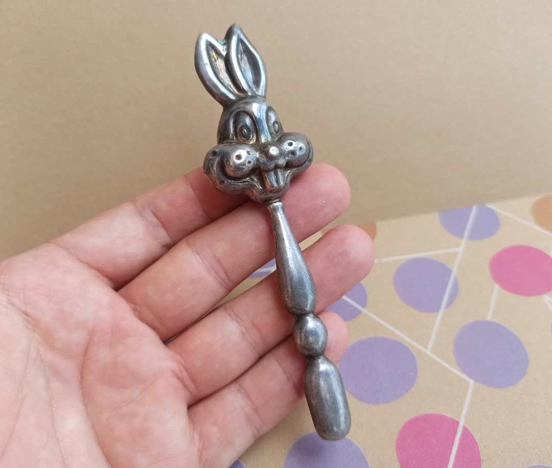 Baby Rattle 925 Sterling Silver, Rattle With Rabbit, Rabbit Rattle ...
