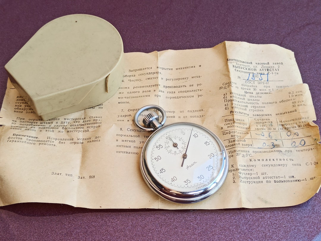 1970s USSR Mechanical Stopwatch Agat, Analog Chronometer, Made in ...