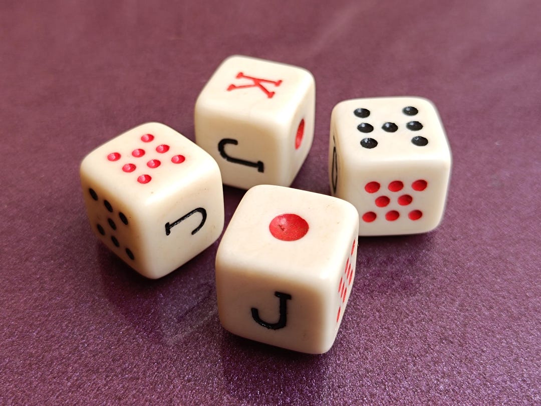 1980s Poker Americano Dice Set, Vintage Complete Set, Poker Dice, Set ...