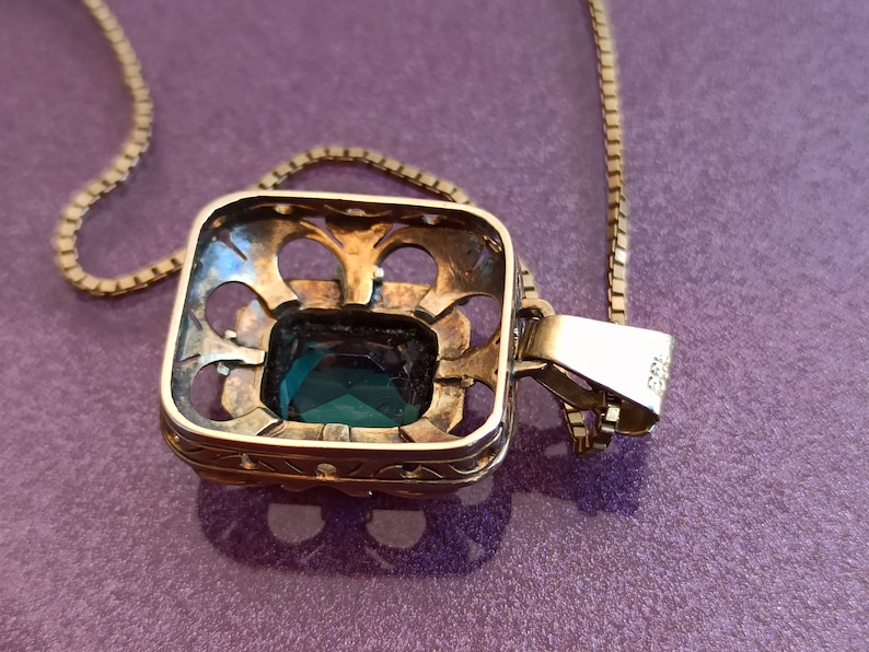 333 Gold Emerald Necklace, Antique 333 Gold Choker, Gold Vintage ...