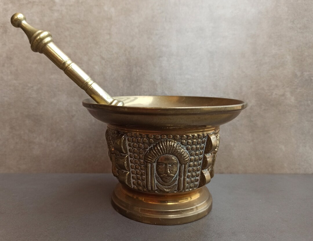 Bronze Mortar With Pestle, Vintage Solid Bronze Mortar and Pestle ...