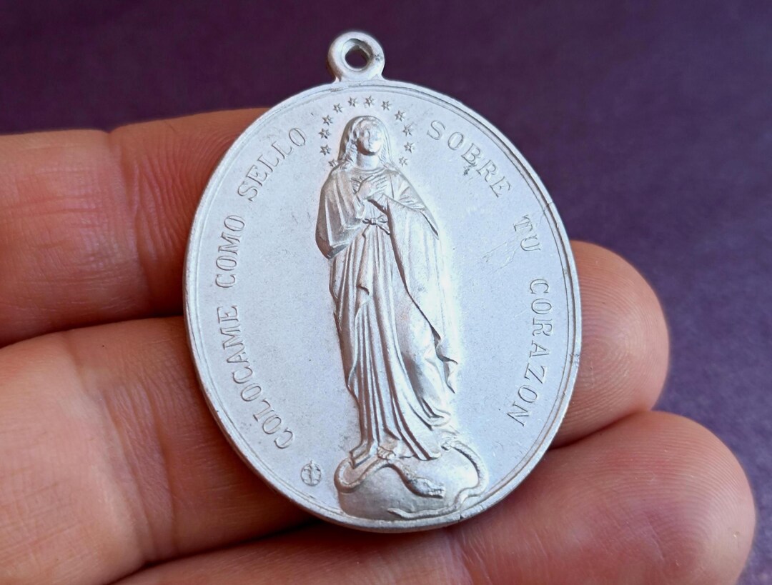 1950s Colocame Como Sello Sobre Tu Corazon, Virgin Inmaculada Medal ...