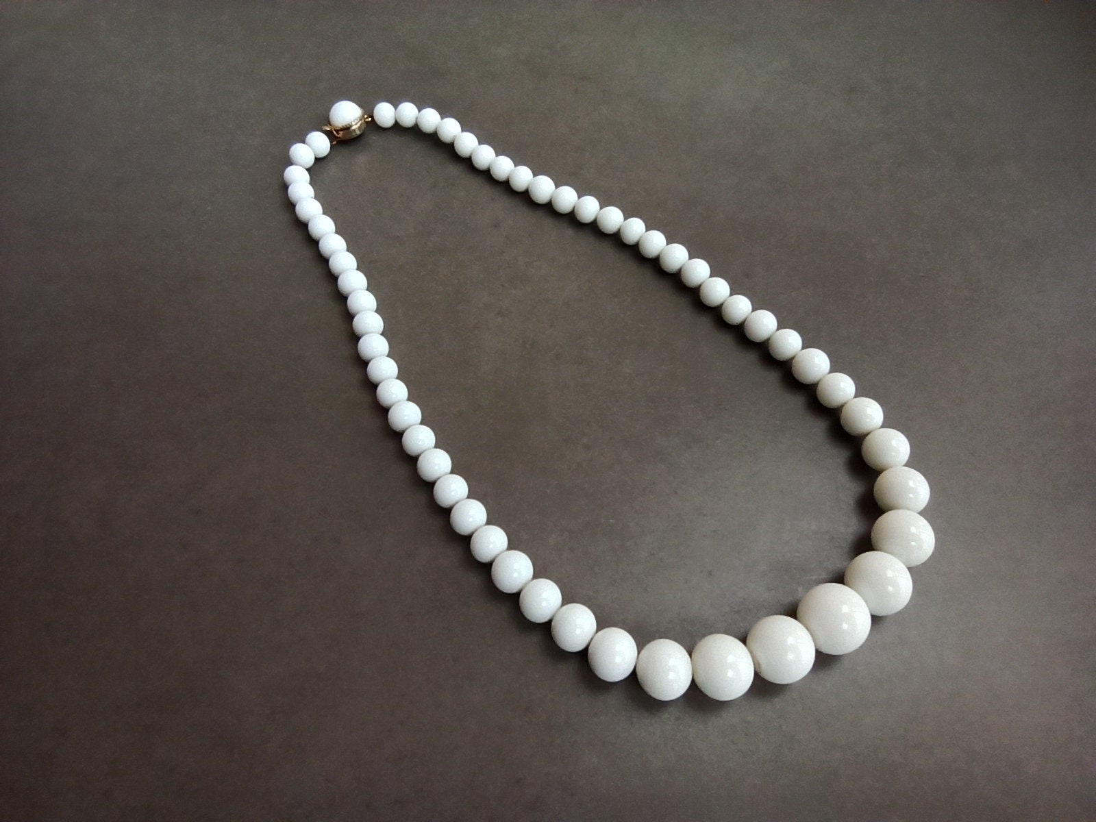 Perlas Indra 1950 White Vintage Necklace Vintage Beaded - Etsy UK