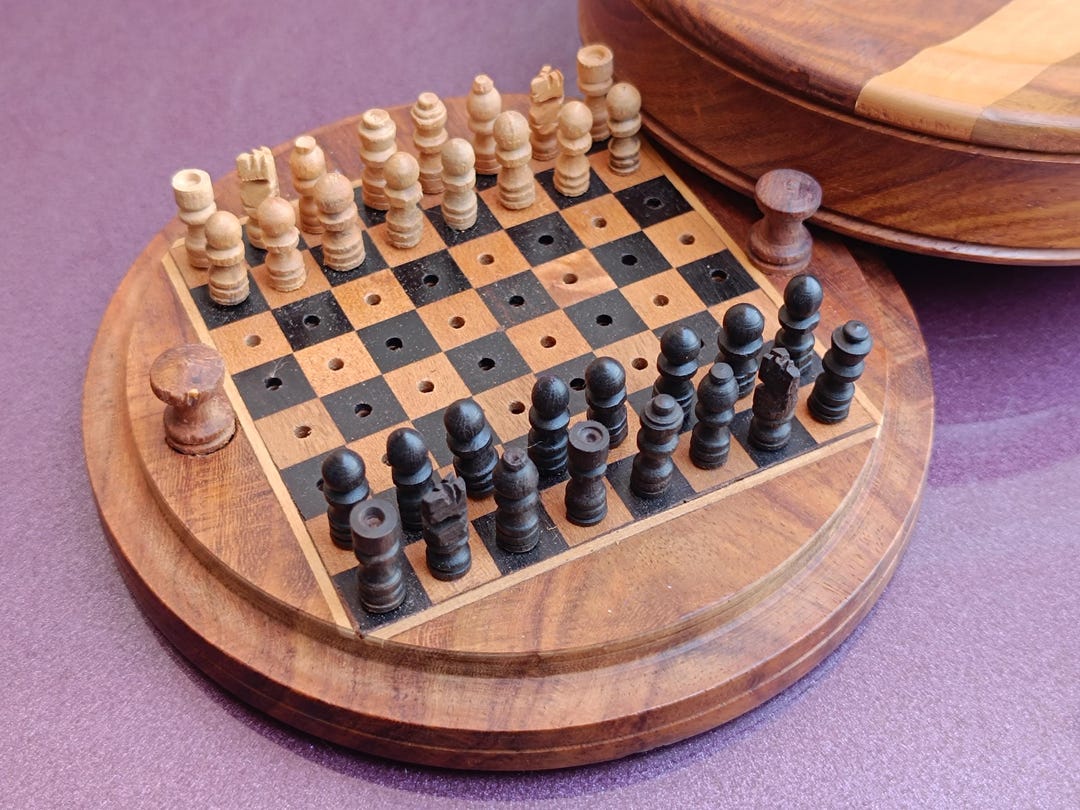 Wooden Hand Carved Chess, Vintage Chess in Original Box, Travel Chess ...