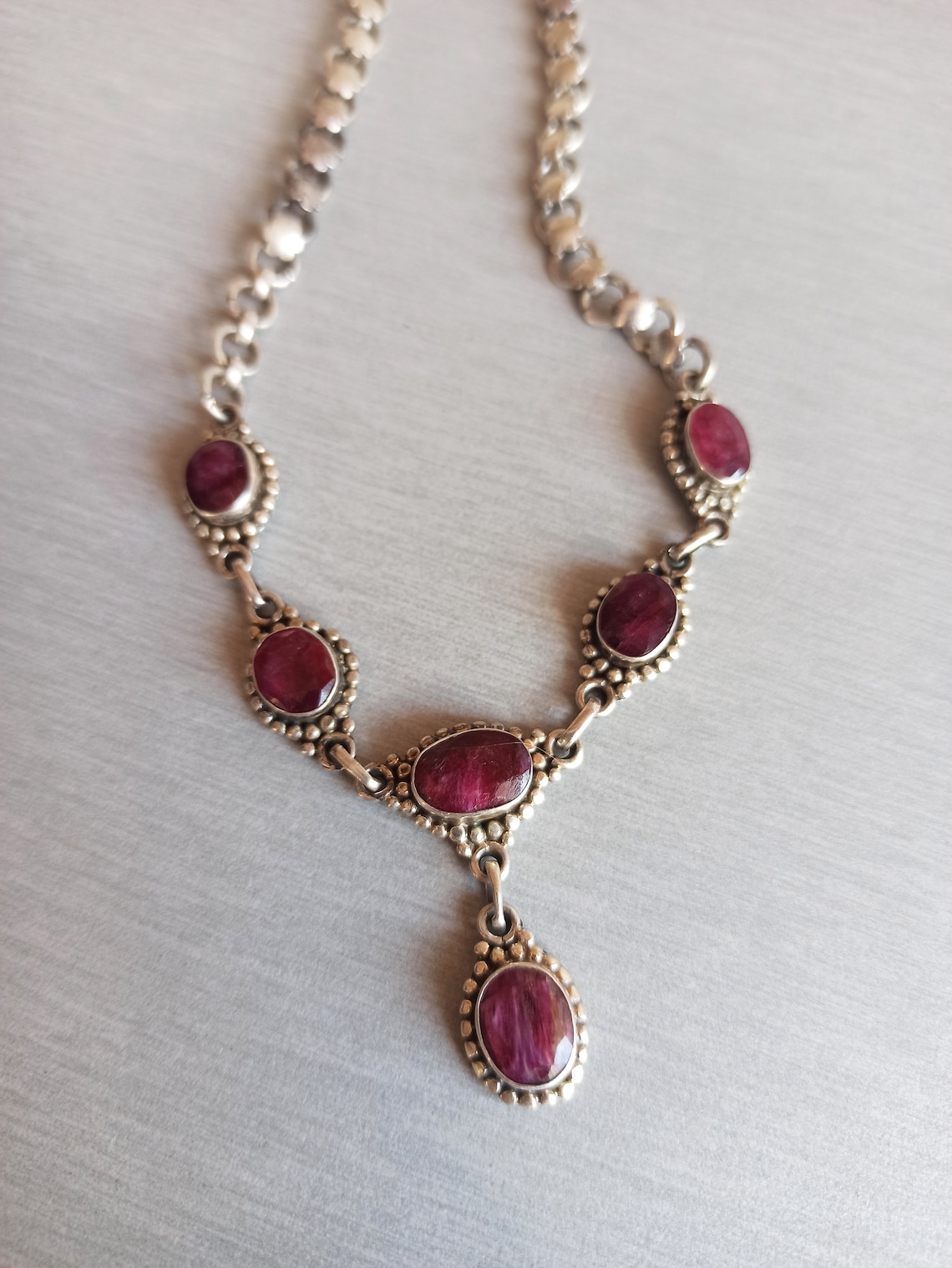 Ruby Necklace 925 Sterling Silver Necklace Silver Ruby - Etsy