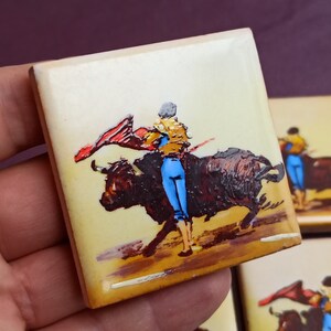 1960 Bullfighting Ceramic Tiles Set, Vintage Decorative Porcelain ...