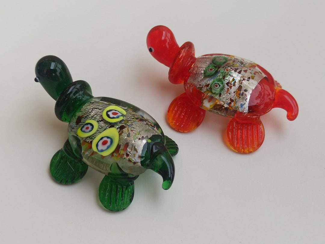 MURANO Turtle Figurine, Vintage Turtle, Glass Turtle, Multicolor Turtle ...