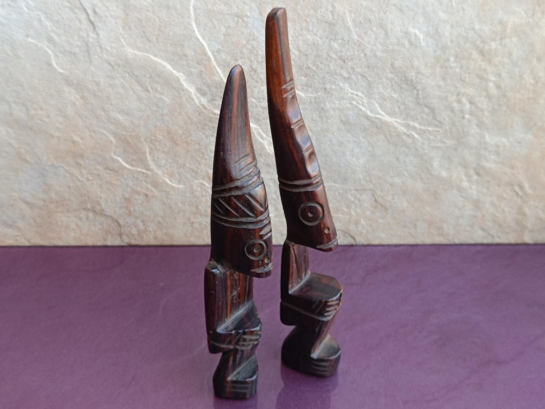 Taino Duho Hand Carved Ironwood Set of 2 Statues, Hand Carved Ironwood ...