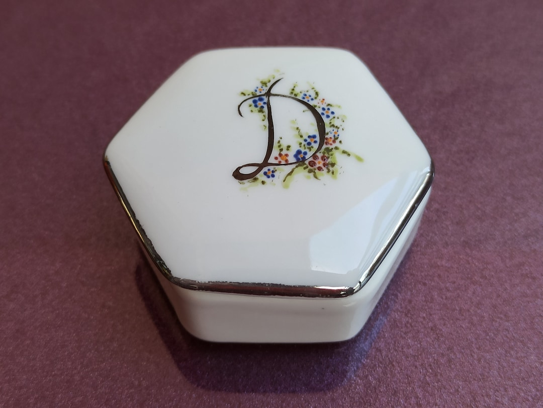 Porcelain Flowers Box, Vintage Box, Jewellery Box, Spain Retro Box ...