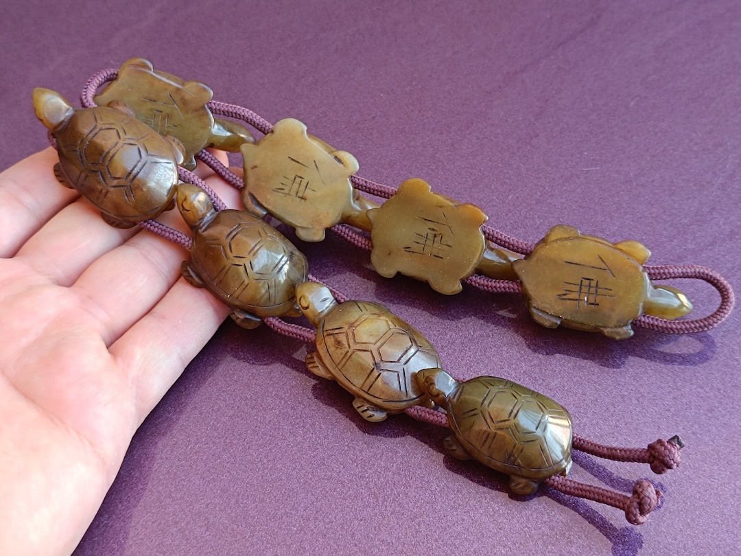 JADE Turtles Chinese Necklace, Buddha Hieroglyph, Totem Spirit, Turtle Stone, Figurine Turtle ...
