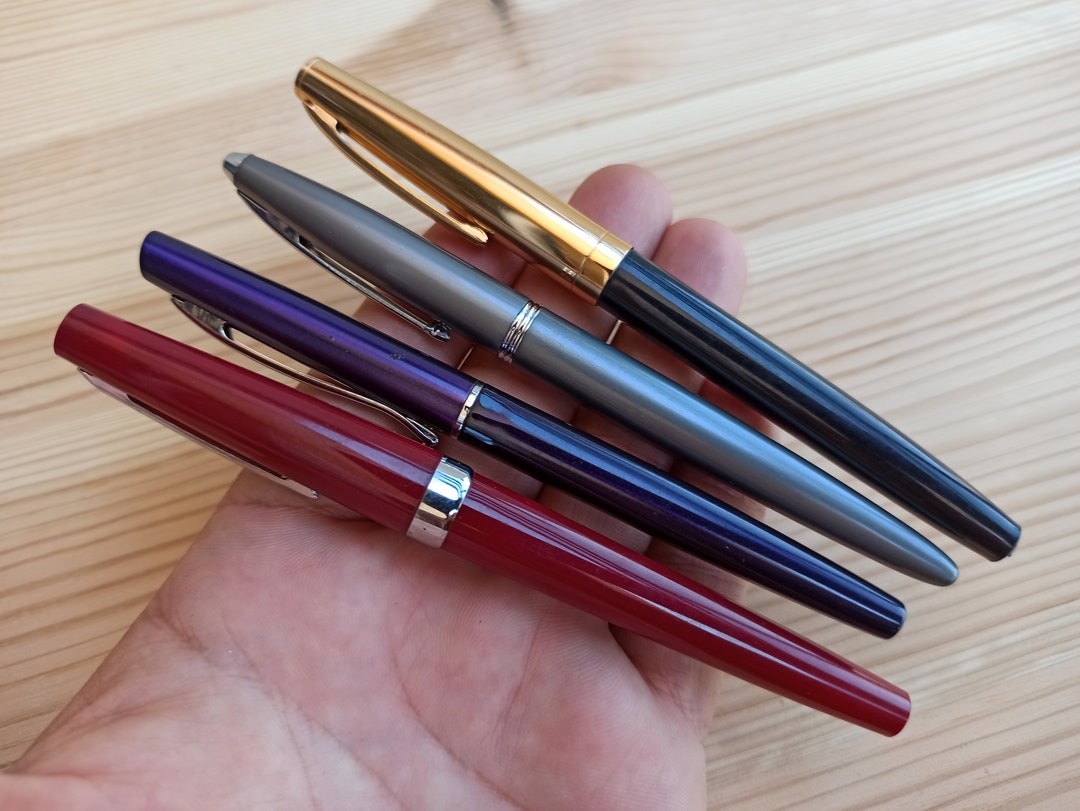 Set of 4 Fountain Pens, Gift Personalized, Gold Plated, Vintage ...