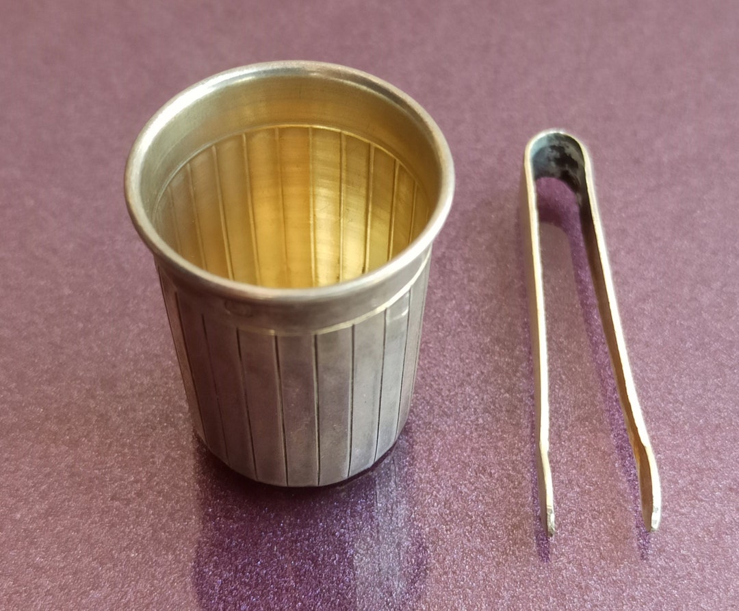 1930 Silver Shots Glass With Tweezers, Antique Silver Shot, Shot ...