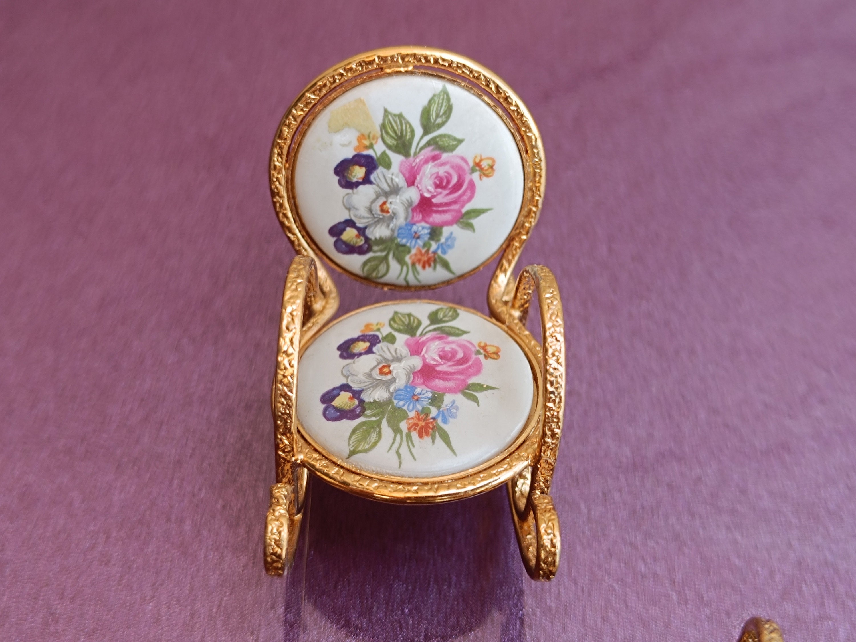 1960 EME Table and Rocking Chair Miniature, Spanish Porcelain Dollhouse ...