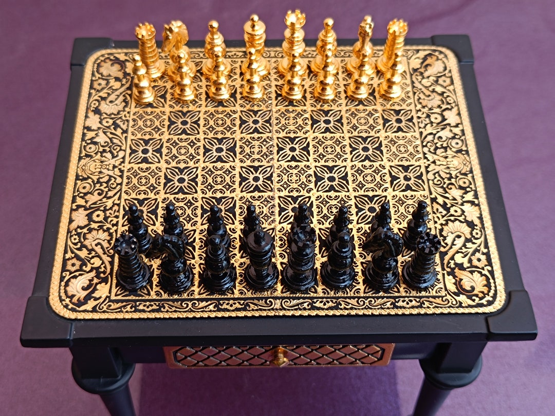 24k Gold Filled Antonio Garcia Escobar CHESS, Damascene Decorative ...