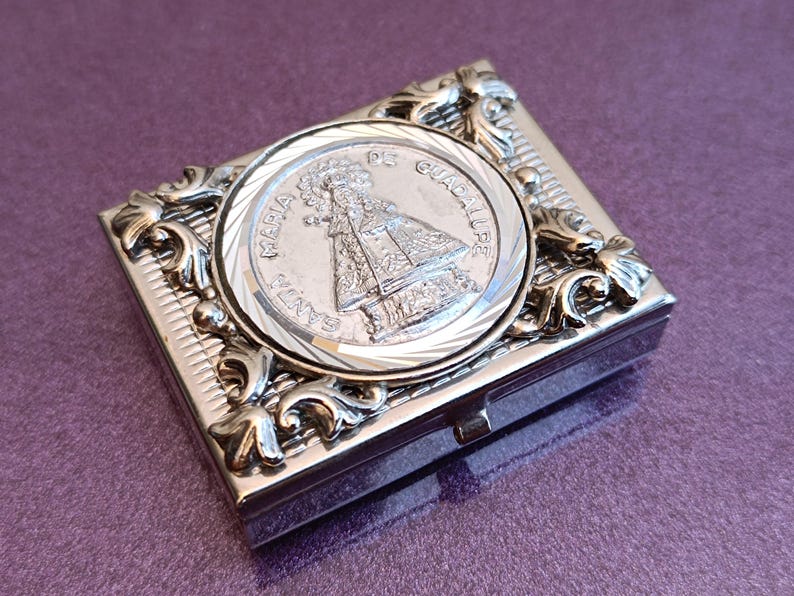 1980s Santa Maria De Guadalupe Pill Box, Virgin Guadalupe Pill Box ...