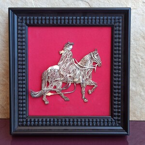 RARE Silver Filigree Handmade Horse Rider, Sterling Silver Painting ...