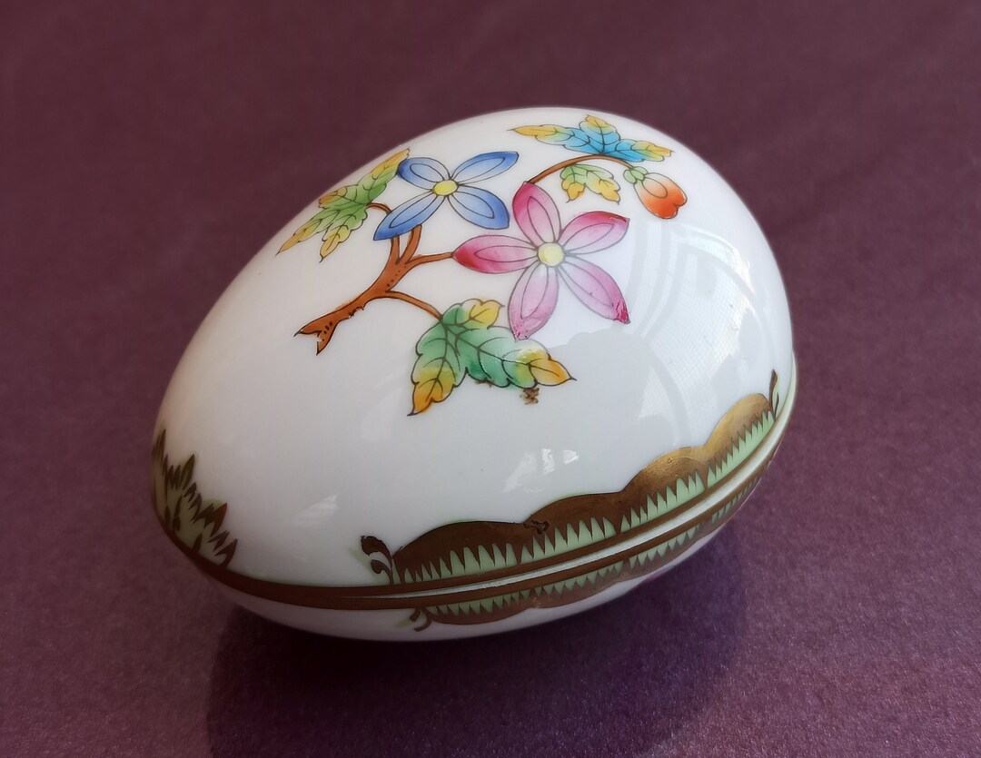 HEREND Hvngary Hand Painted Porcelain Flowers Box Vintage - Etsy