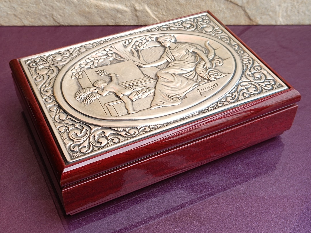 1980 Guerrini 925 Silver Wooden Box, Vintage Silver Box, Jewelery Box ...
