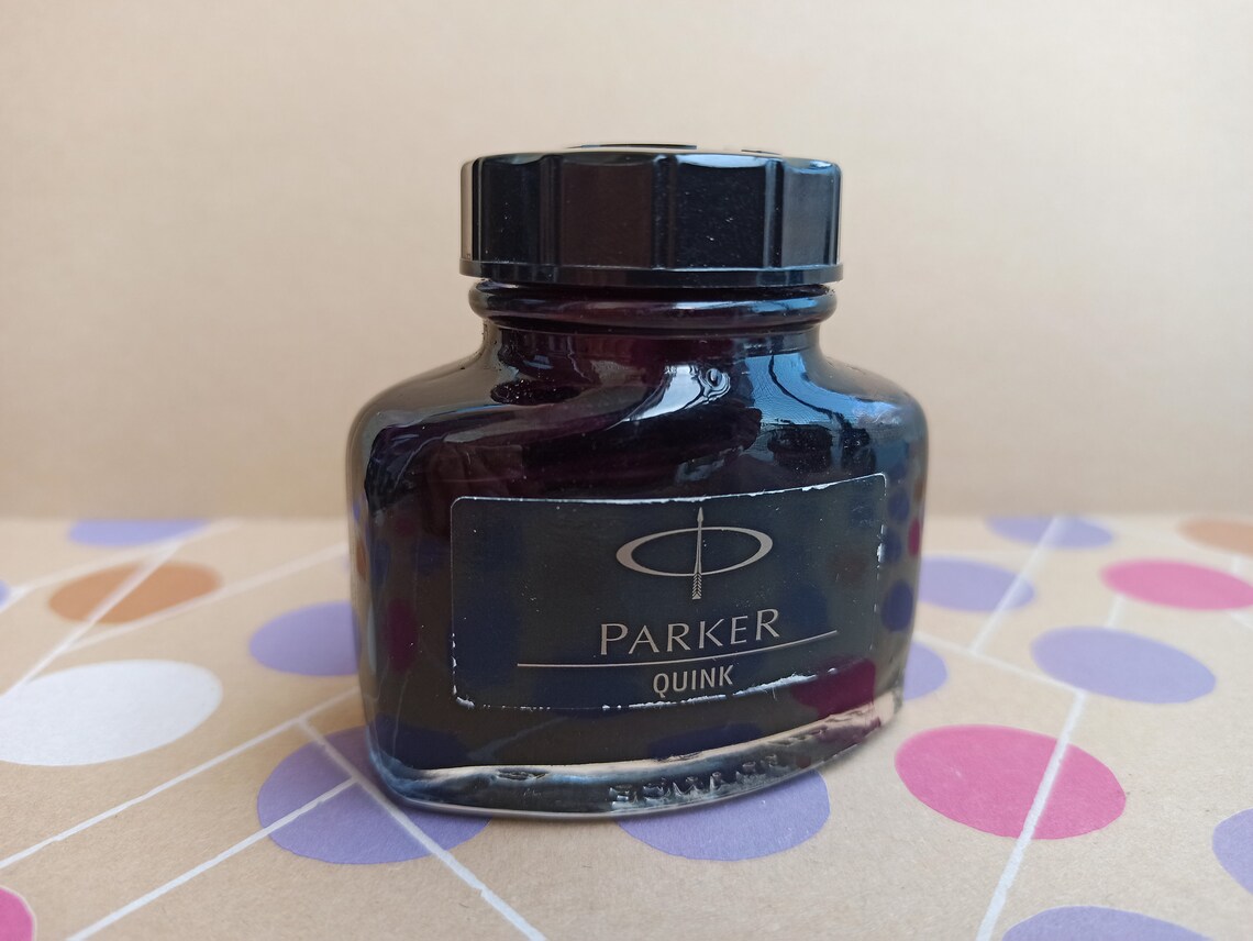 Antique 1950 Ink Inkwell Parker Black Decoration Vintage - Etsy